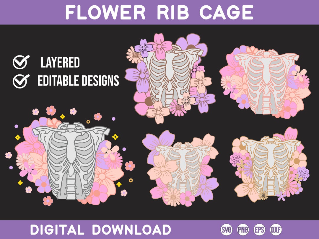 Rad Tech Png, Rad Tech Svg, Flower Rib Cage Png, Xray Png, Rib Cage ...