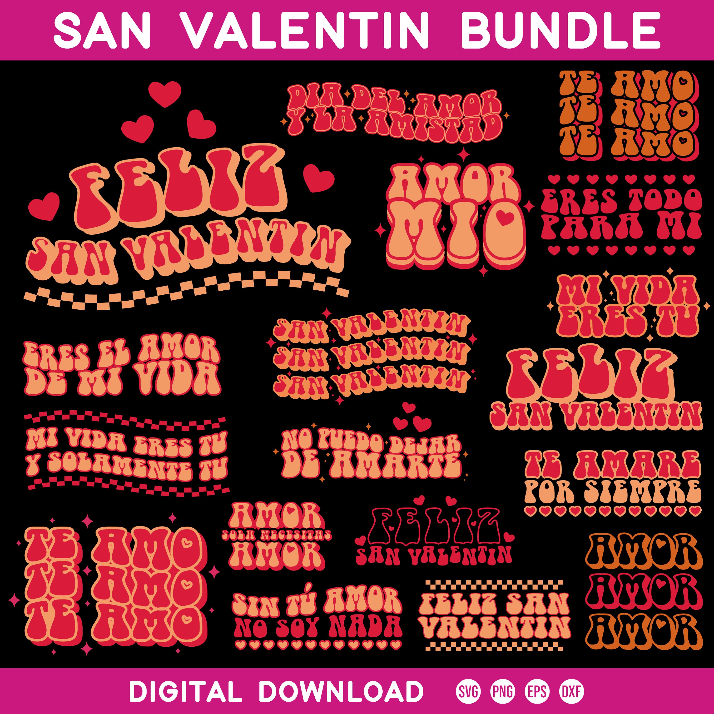 San Valentin Png Bundle, San Valentin Svg, Groovy San Valentin, Svg ...