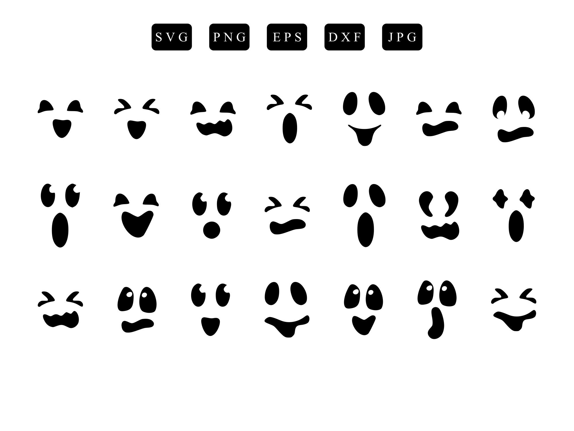 Scary Halloween Faces, Scary Face Svg, Spooky Face Svg, Cute Halloween ...