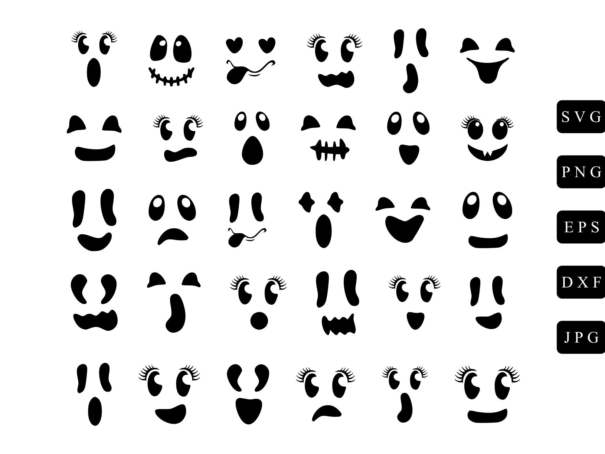 Scary Halloween Faces, Scary Face Svg, Spooky Face Svg, Cute Halloween ...