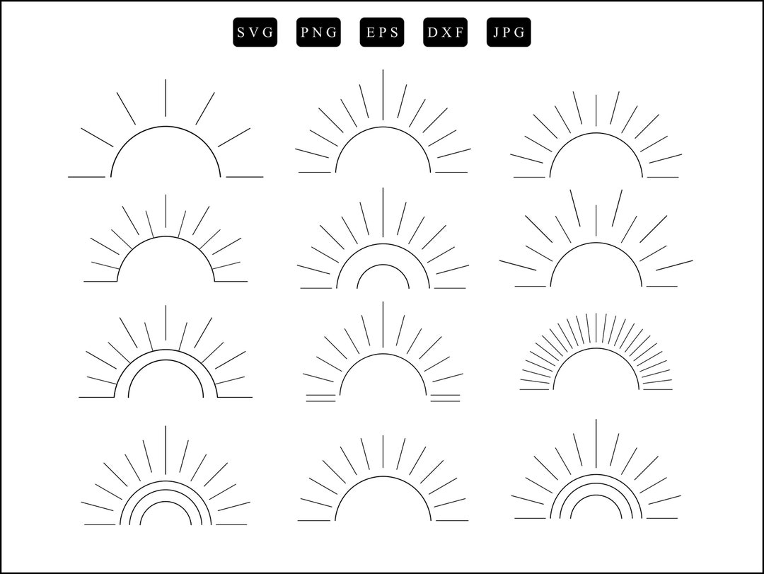 Half Sun Svg Bundle, Minimalist Half Sun Svg Bundle, Half Sun Png, Half ...