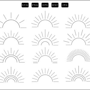 Half Sun Svg Bundle, Minimalist Half Sun Svg Bundle, Half Sun Png, Half ...