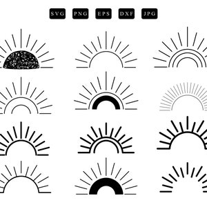 Half Sun Svg Bundle, Boho Sun Svg, Witchy Svg, Half Sun Png, Minimalist ...