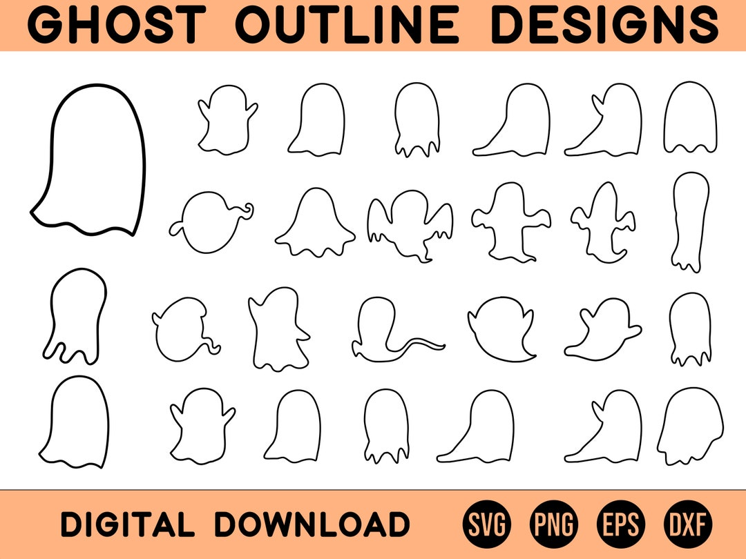 Ghost Outline Svg, Ghost Outline Png, Ghost Lines, Halloween Clipart ...