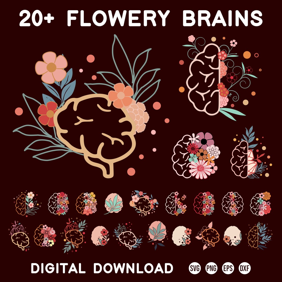 Brain Svg Bundle, Brain Clipart, Brain Svg, Brain Png, Neurons Svg ...