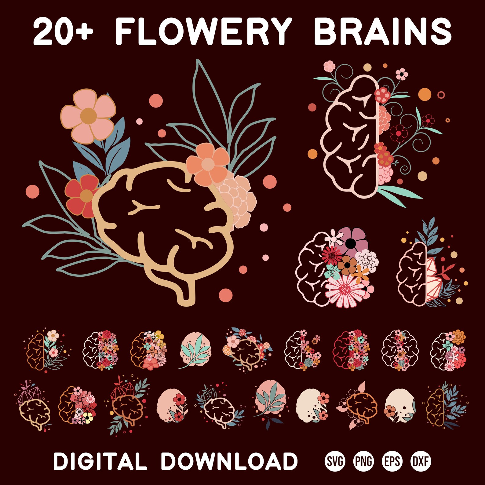 Brain Svg Bundle, Brain Clipart, Brain Svg, Brain Png, Neurons Svg ...