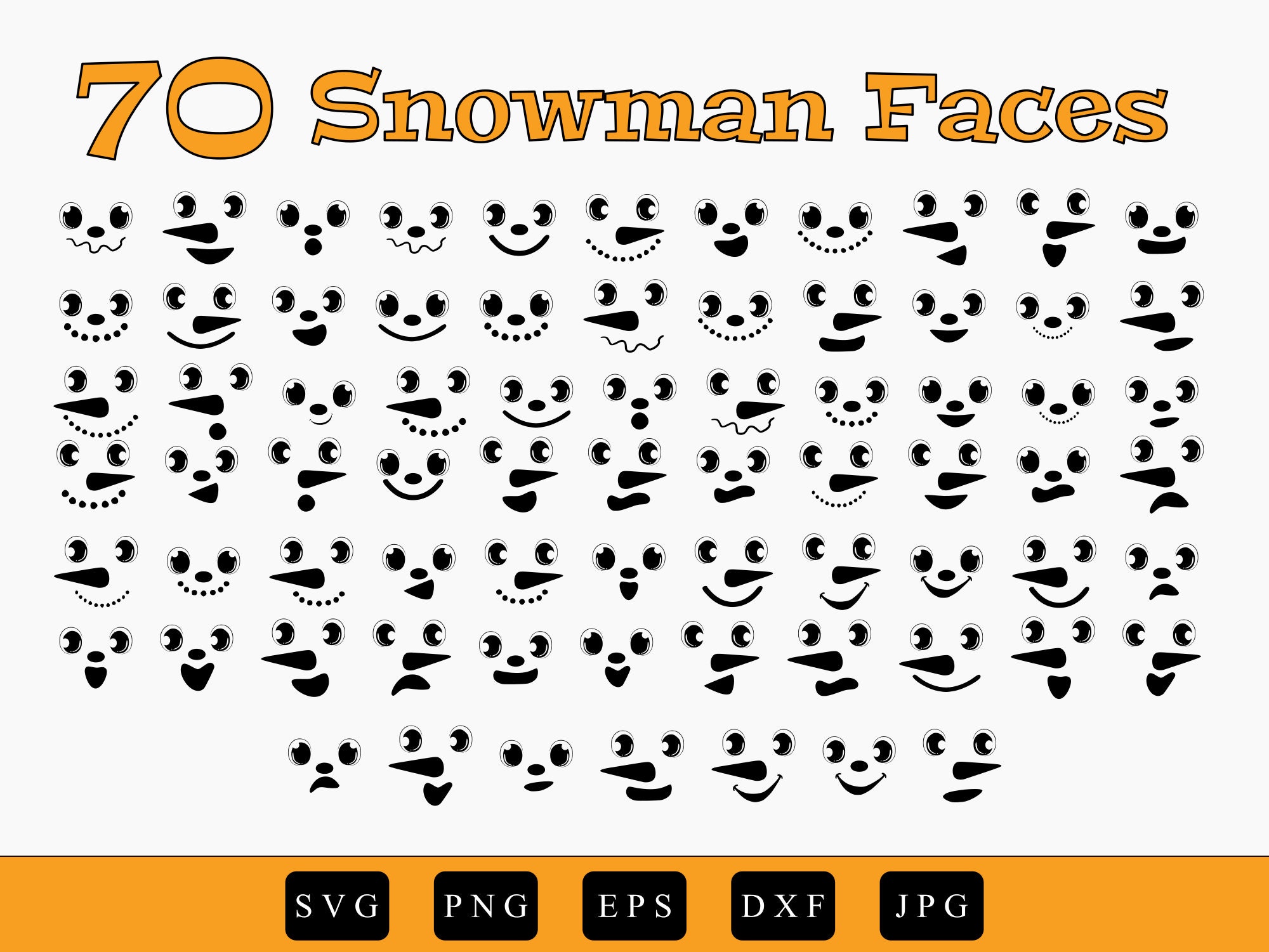 70 Snowman Face Svg Bundle Snowmen Faces Svg Cute Snowman - Etsy