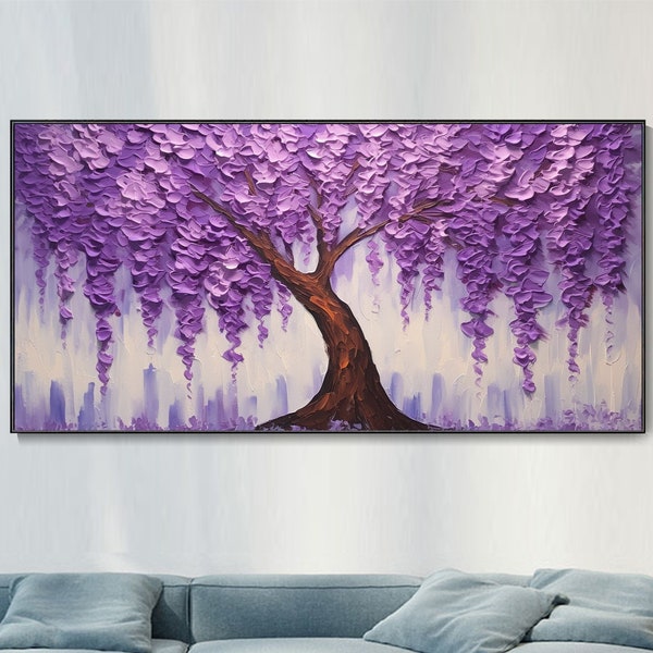 Purple Tree Painting - Etsy