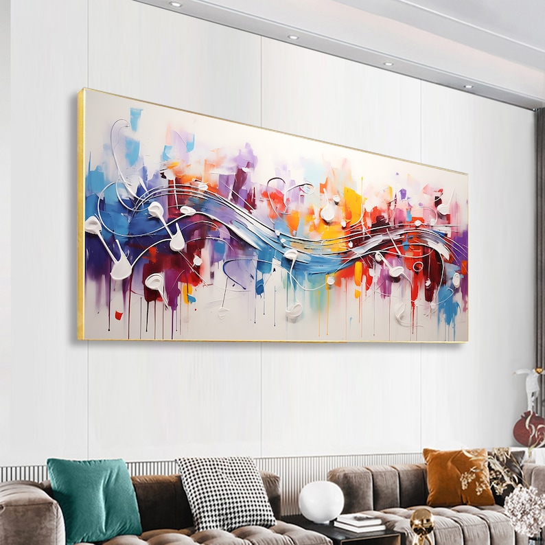 Colorful Music Symbol Oil Painting Abstract Art Thick Paint - Etsy