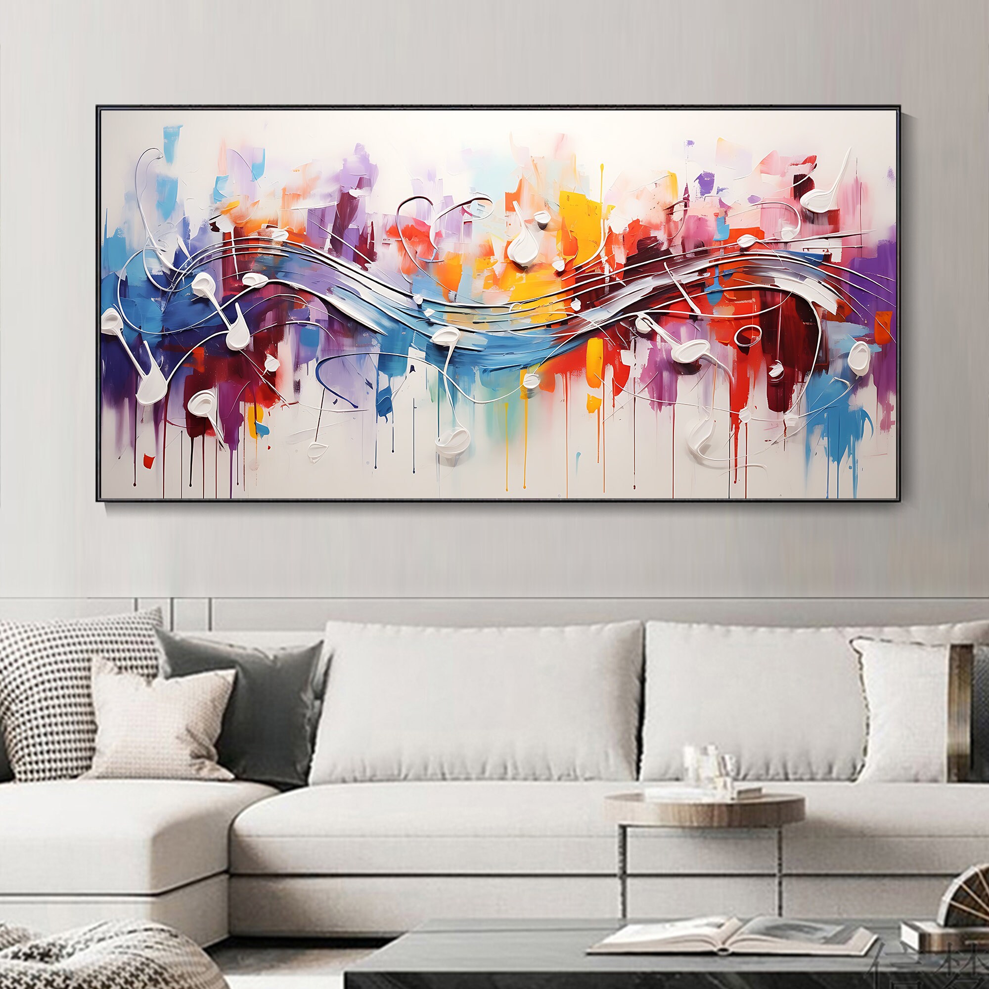 Colorful Music Symbol Oil Painting Abstract Art Thick Paint - Etsy