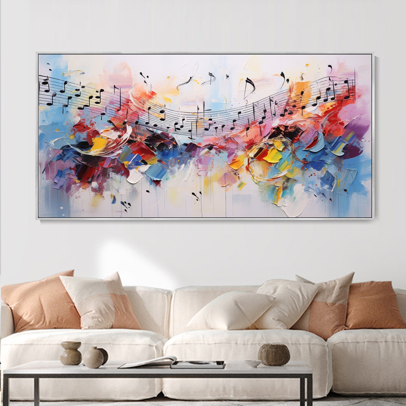 Abstract Colorful Notes Hand Painted Oil Painting, Creative Pattern ...