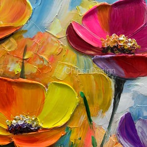 Springtime Hand-painted Oil Painting Flower Landscape Abstract Wall Art ...