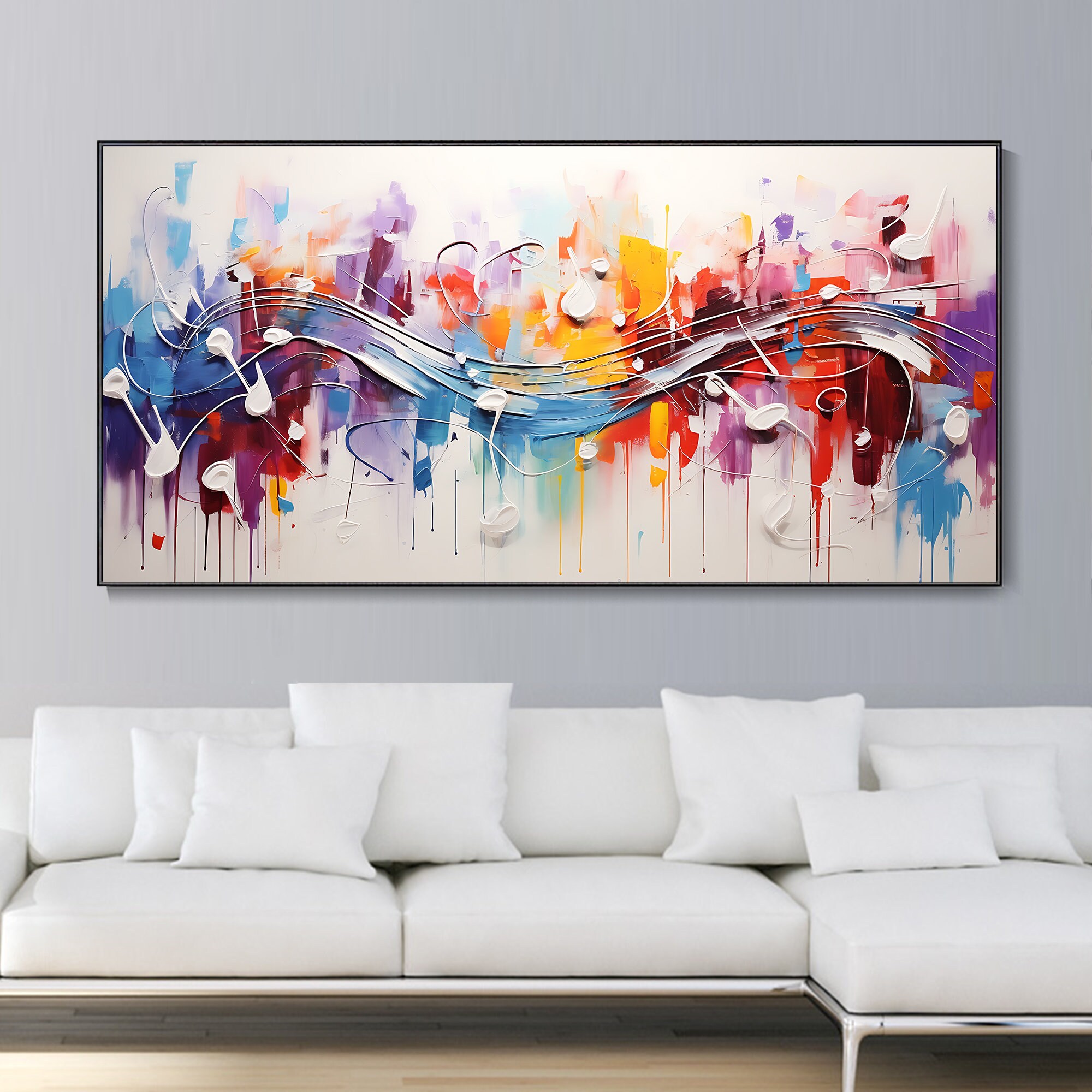 Colorful Music Symbol Oil Painting Abstract Art Thick Paint - Etsy