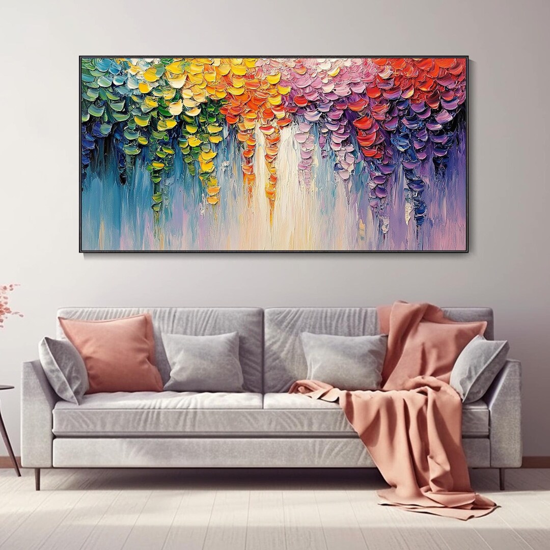 Abstract Floral Landscape Texture Knife Painting 3D Hand Painted Petal ...