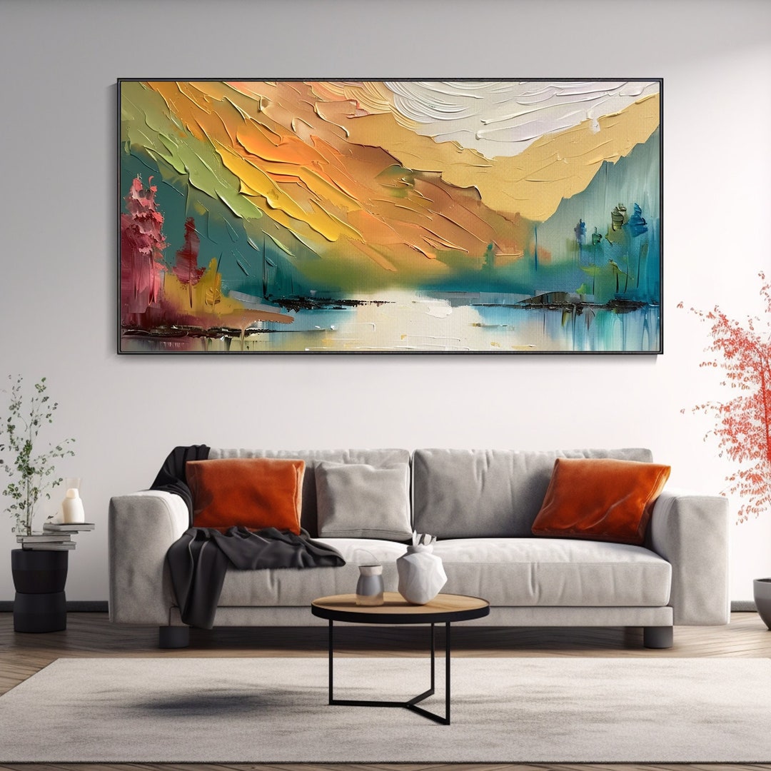 Abstract Landscape Oil Painting Ink Style Texture Knife Painting Modern ...