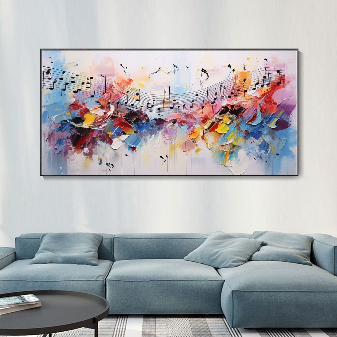 Abstract Colorful Notes Hand Painted Oil Painting, Creative Pattern ...