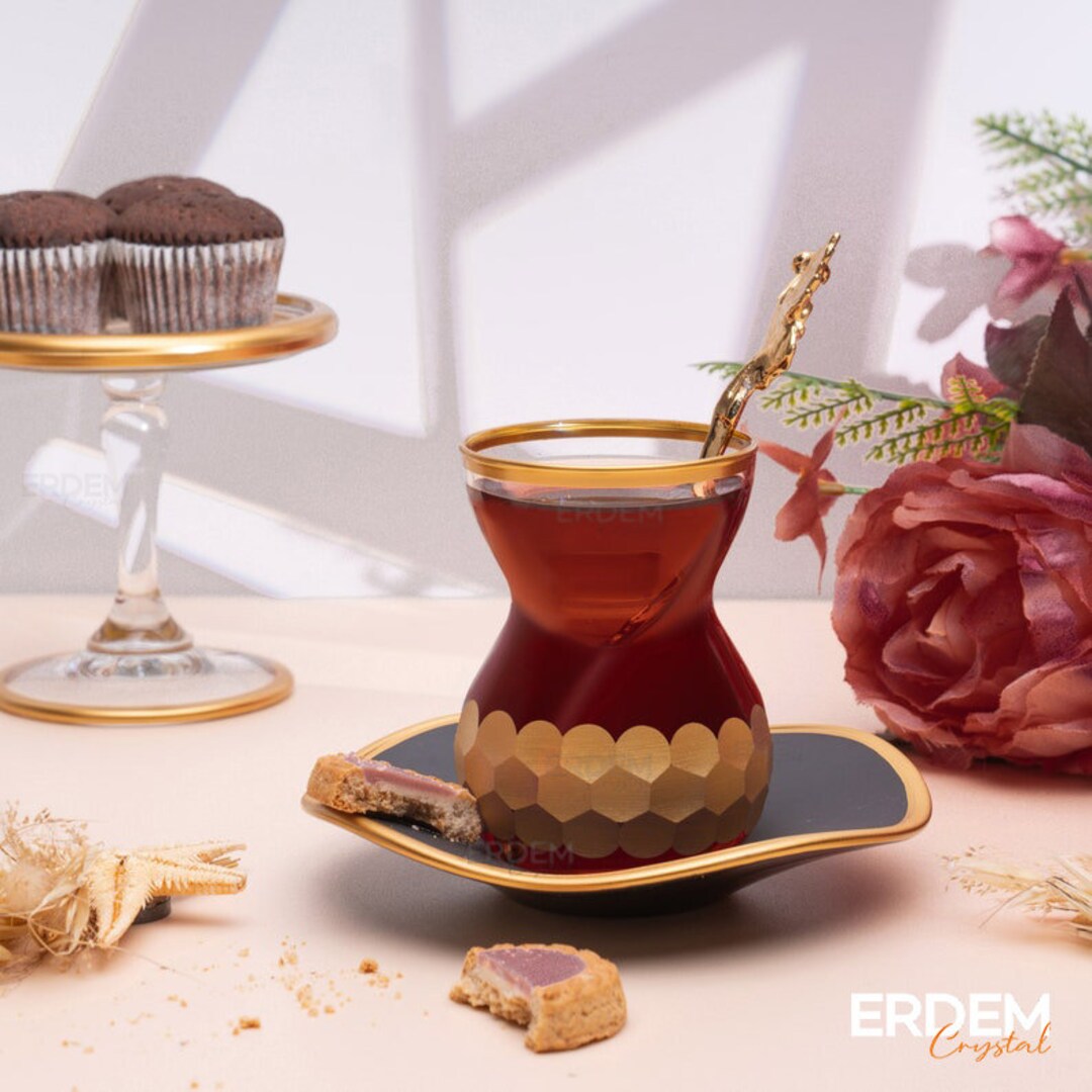 Arabic Style Turkish Tea Set Set of 6, Gold, Tea Glasses and Sets ...