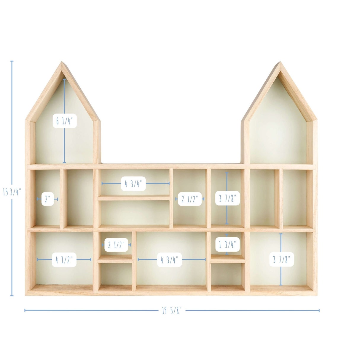 Castle Shaped Display Shelf Wooden Wall Shelf for Knick Knack Storage ...