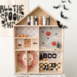 Halloween Display Shelf • Wooden Shelf for Halloween Decorations Indoor ...