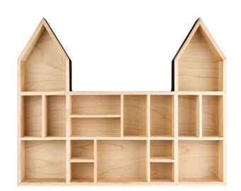 Castle Shaped Display Shelf Wooden Curio Shelf for Knick Knack Storage ...