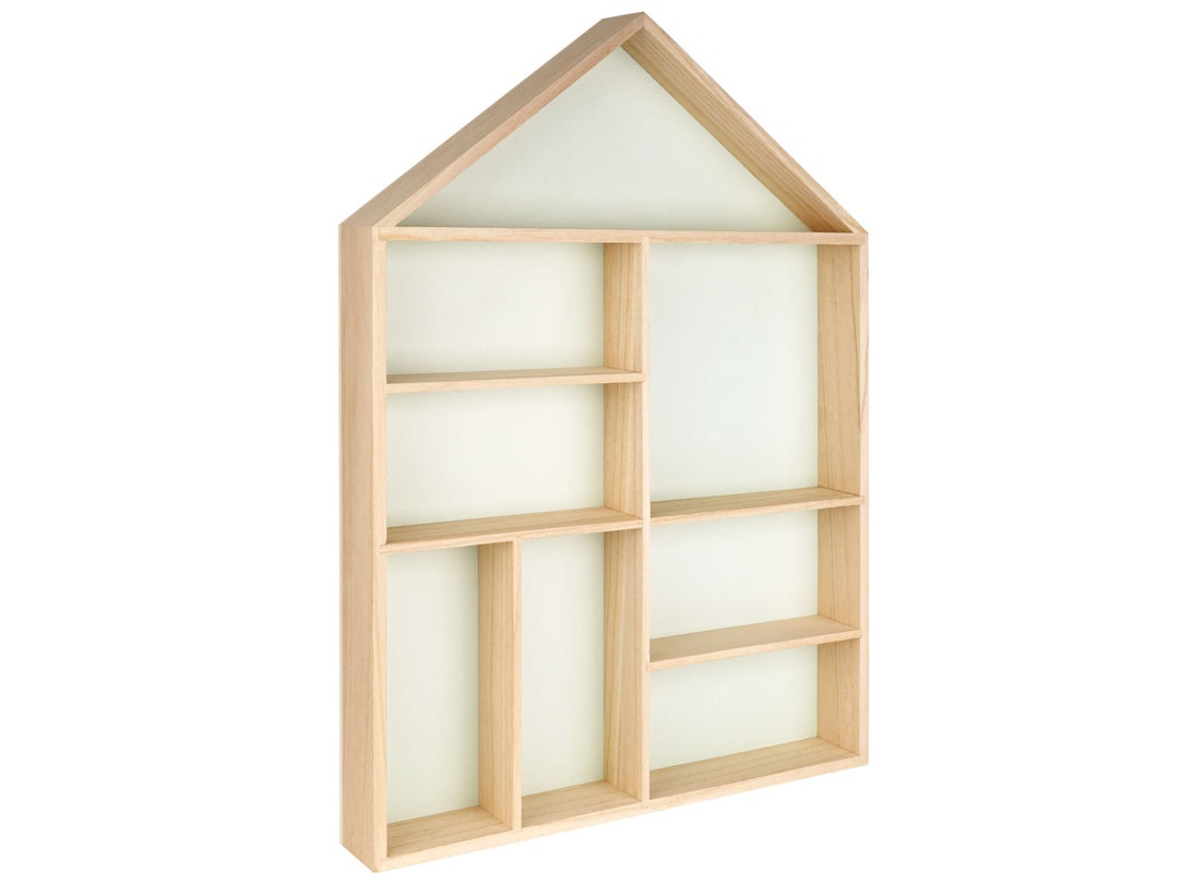 House Shaped Display Shelf • Wooden Wall Shelf for Knick Knack Storage ...