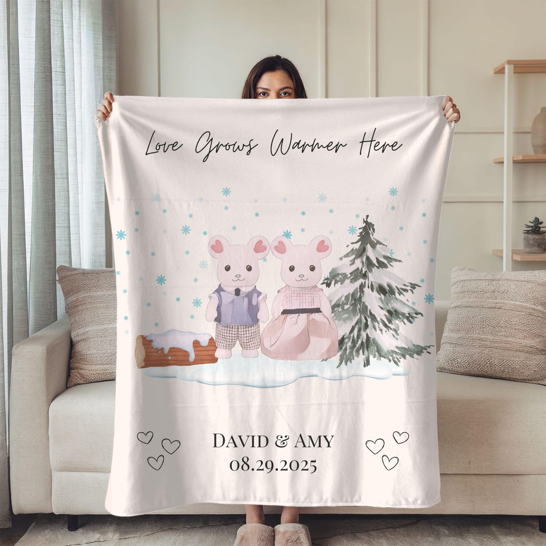 Personalized Calico Critters Blanket | Custom Couple Names Velveteen ...