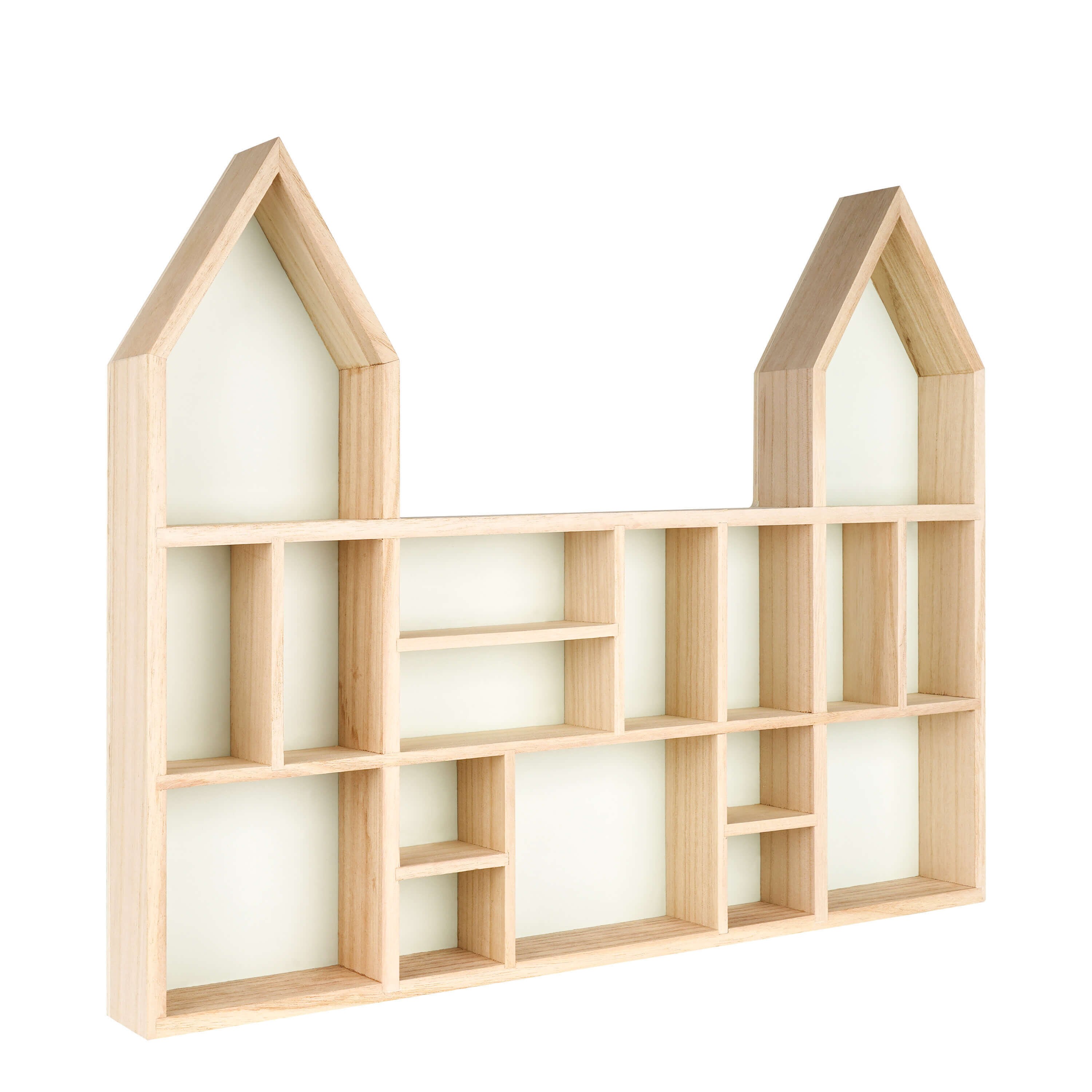 Castle Shaped Display Shelf Wooden Wall Shelf for Knick Knack Storage ...