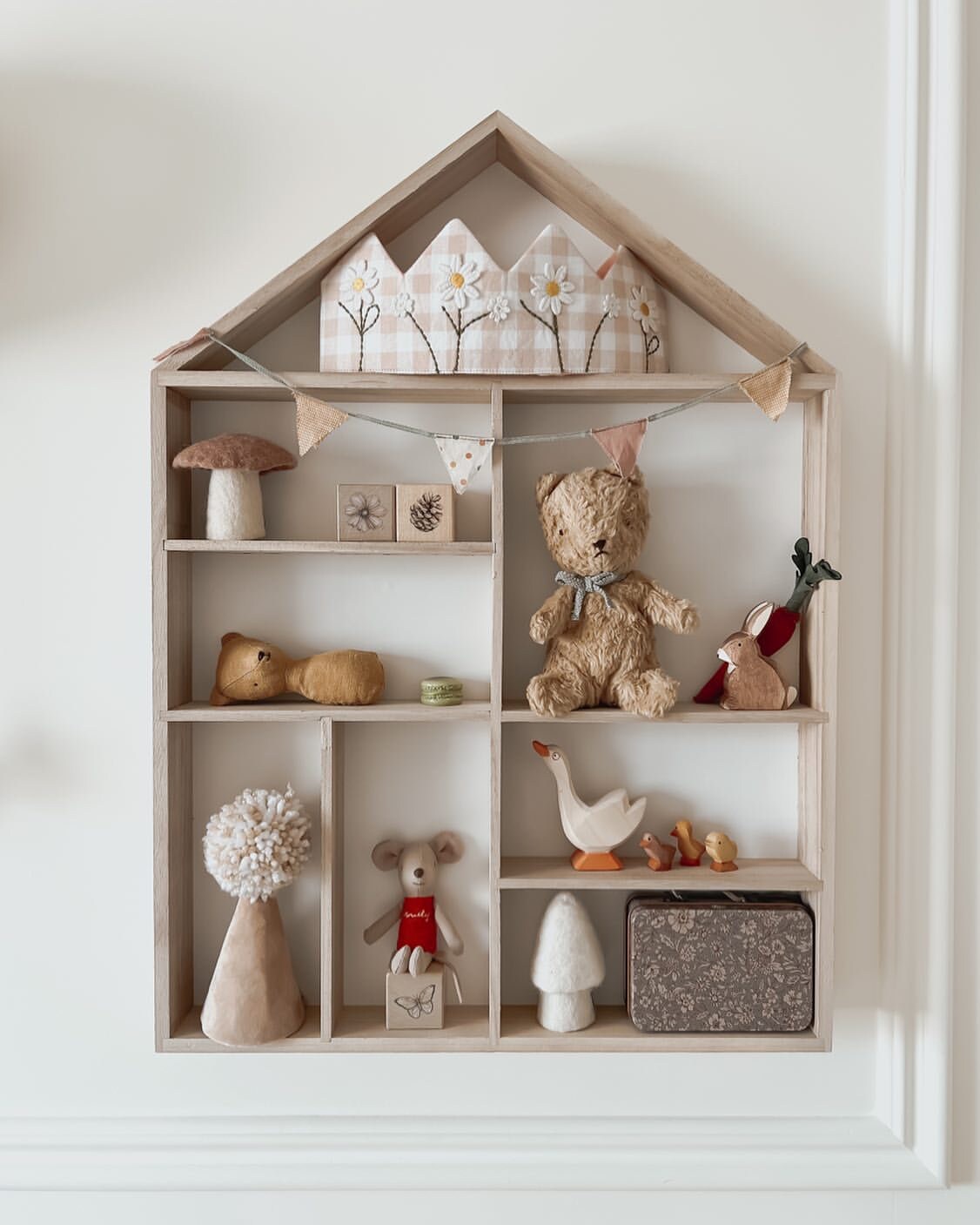 House Shaped Toy Display Shelf Figure Storage Shelf Kids Room Decor White Wooden Figure Display Case Etsy