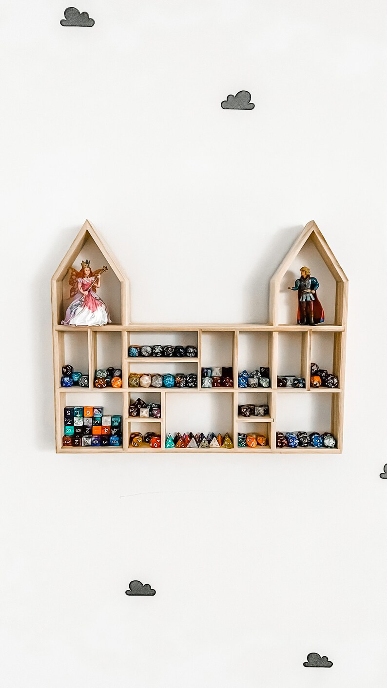 Dice Display Shelf Dnd Display Dice Storage Wooden Castle Shelf for Dnd ...