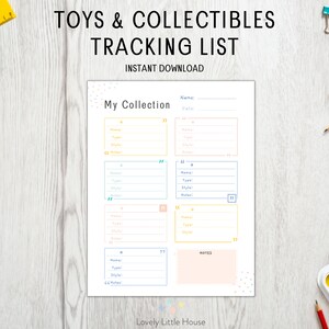 Collectibles Tracking List • Printable Collection Tracker • Toy ...
