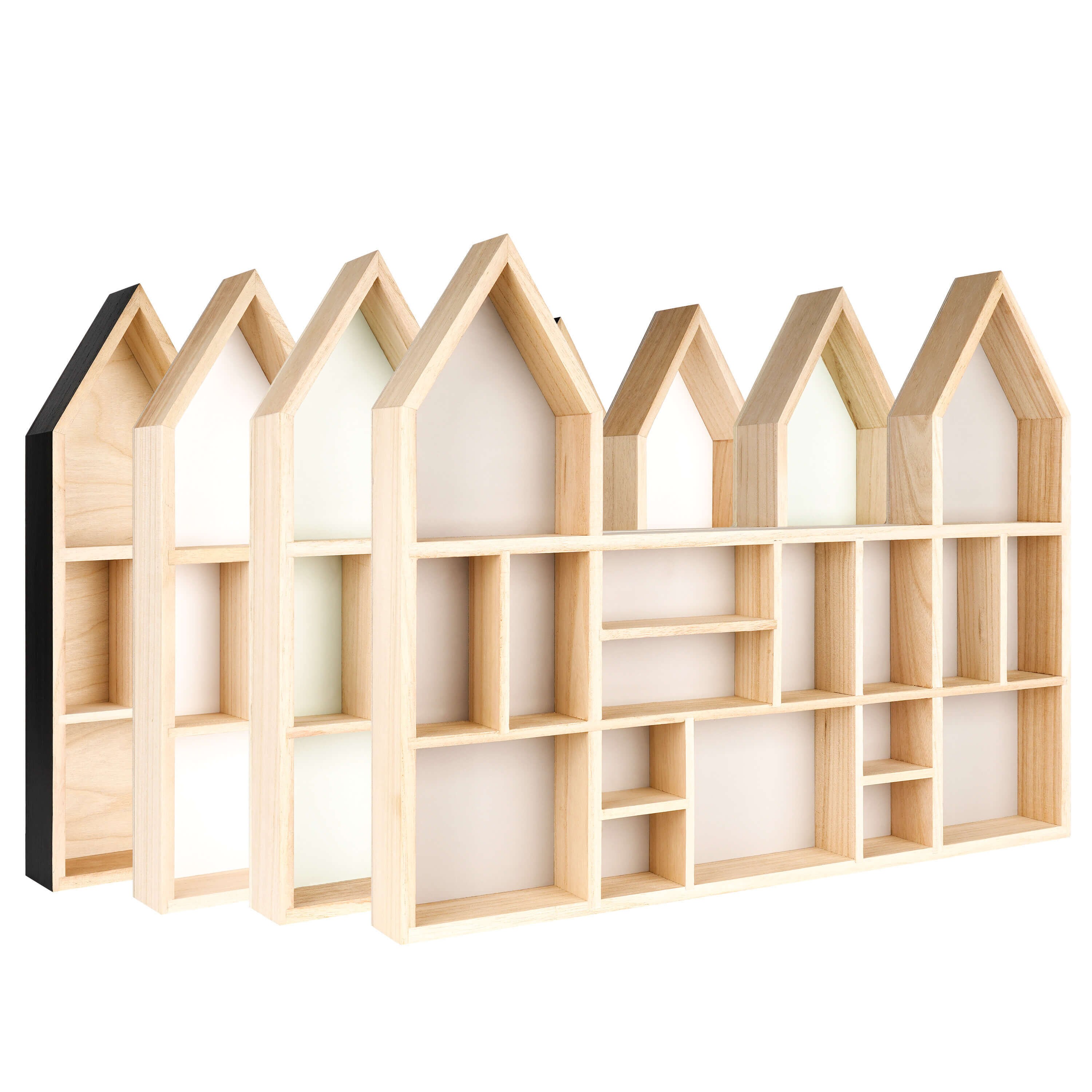 Castle Shaped Display Shelf Wooden Curio Shelf for Knick Knack Storage ...