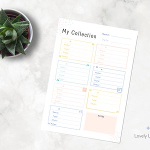 Collectibles Tracking List • Printable Collection Tracker • Toy ...