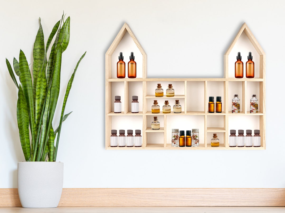 Essential Oil Shelf • Wooden Castle Shelf for Essential Oil Display ...