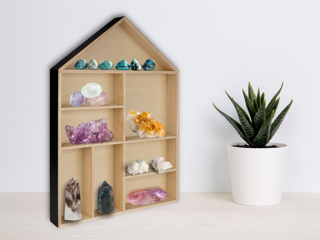 Crystal Shelf • Wooden House Shaped Shelf for Crystal Display ...
