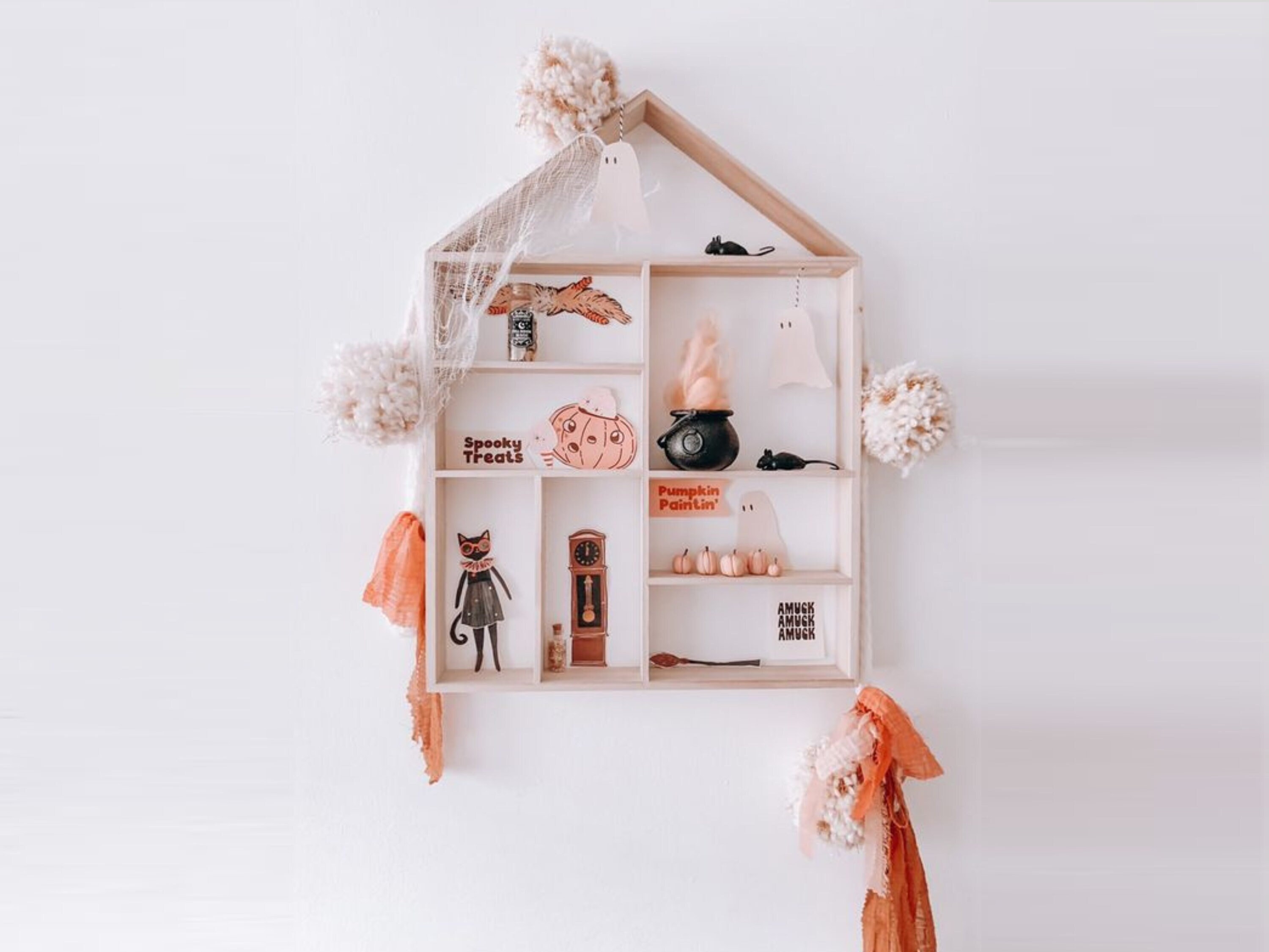 Halloween Display Shelf Wooden Shelf for Halloween Decorations Indoor ...