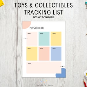 Collectibles Tracking List • Printable Collection Tracker • Toy ...