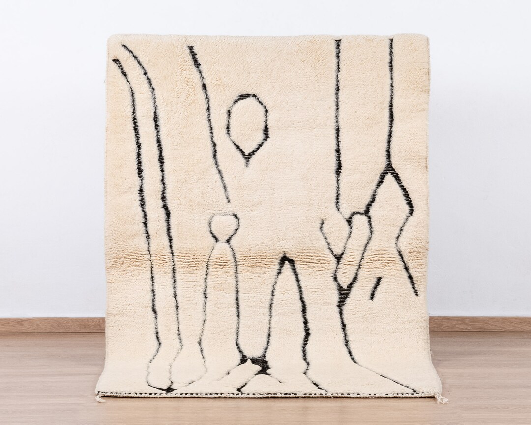 Exclusive Mrirt Rug 4x6 Black and White Moroccan Rug - Etsy