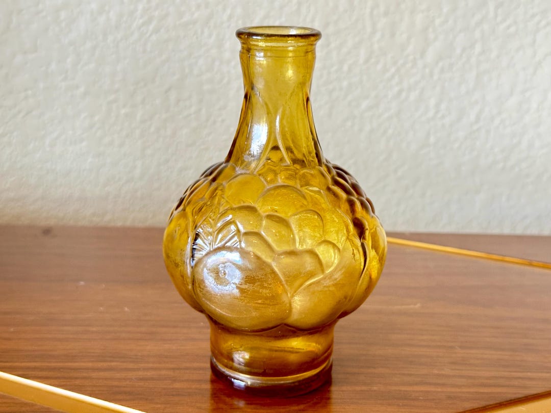 Vintage Wheaton Amber Glass Bottle 6.5 Fruit Pattern - Etsy