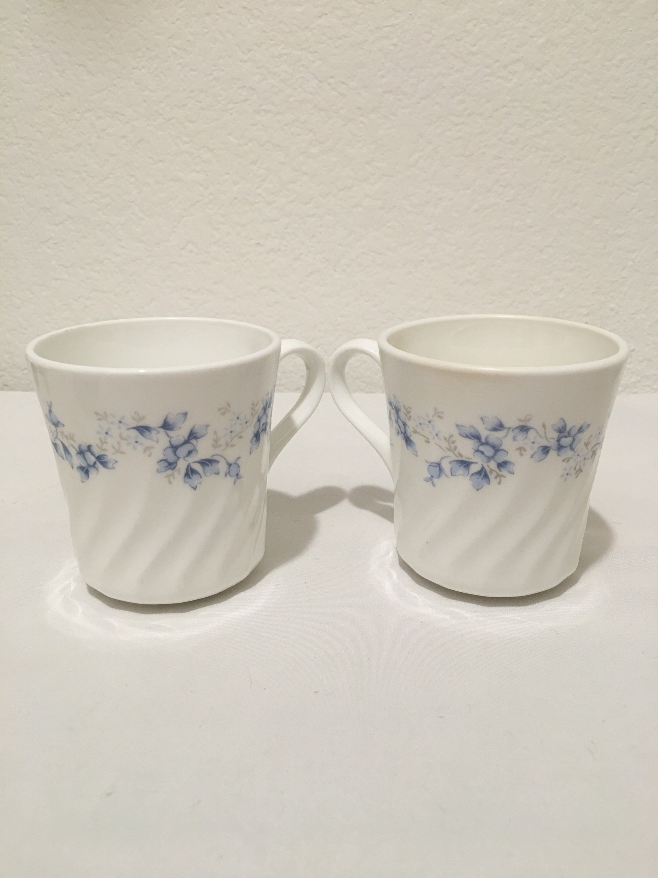 Corning Corelle BLUE FLEUR Pattern Swirl Style Coffee Cups - Etsy