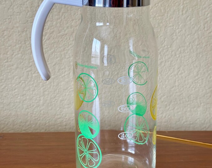 Vintage Lemon Lime Pitcher / Carafe "welcome Degustation" Approx 800ML ...