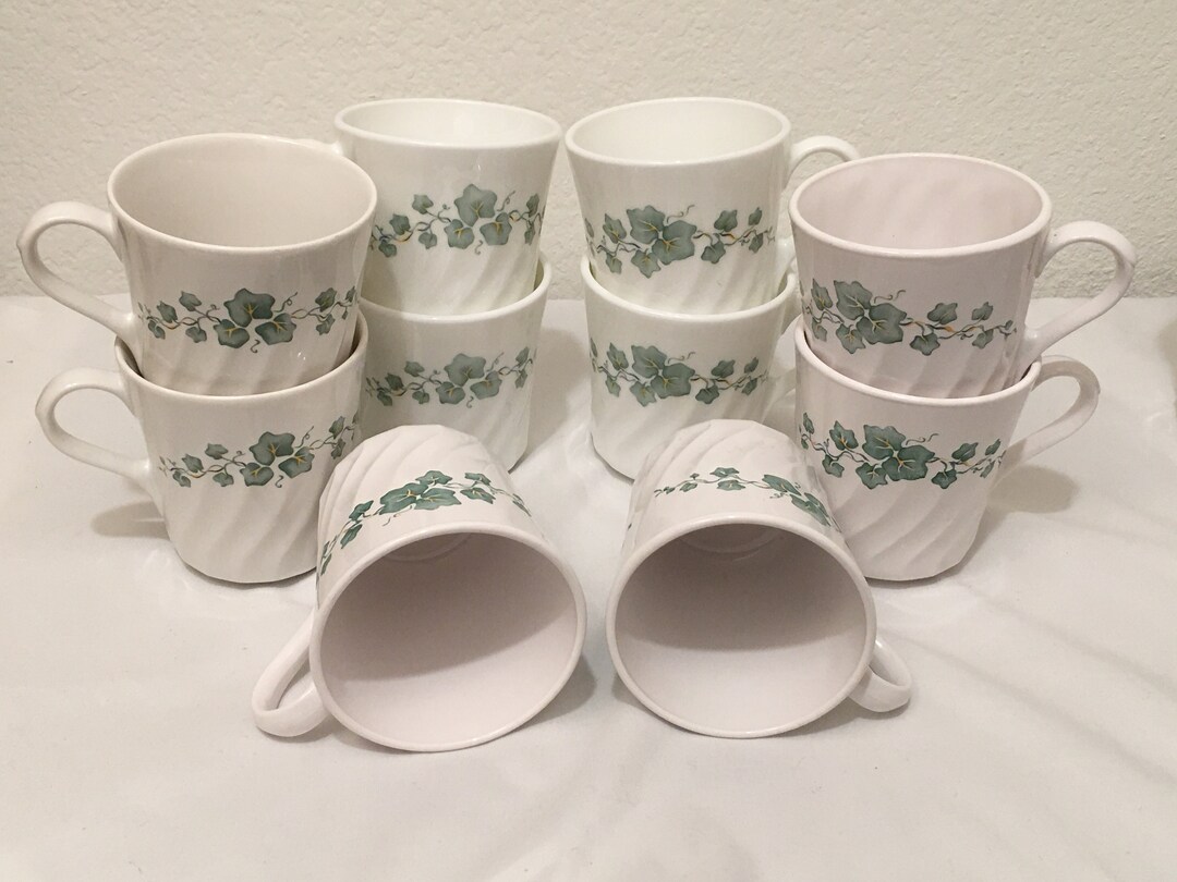 Corning Corelle Callaway Ivy Green Swirl Coffee Mugs Tea Cups - Etsy