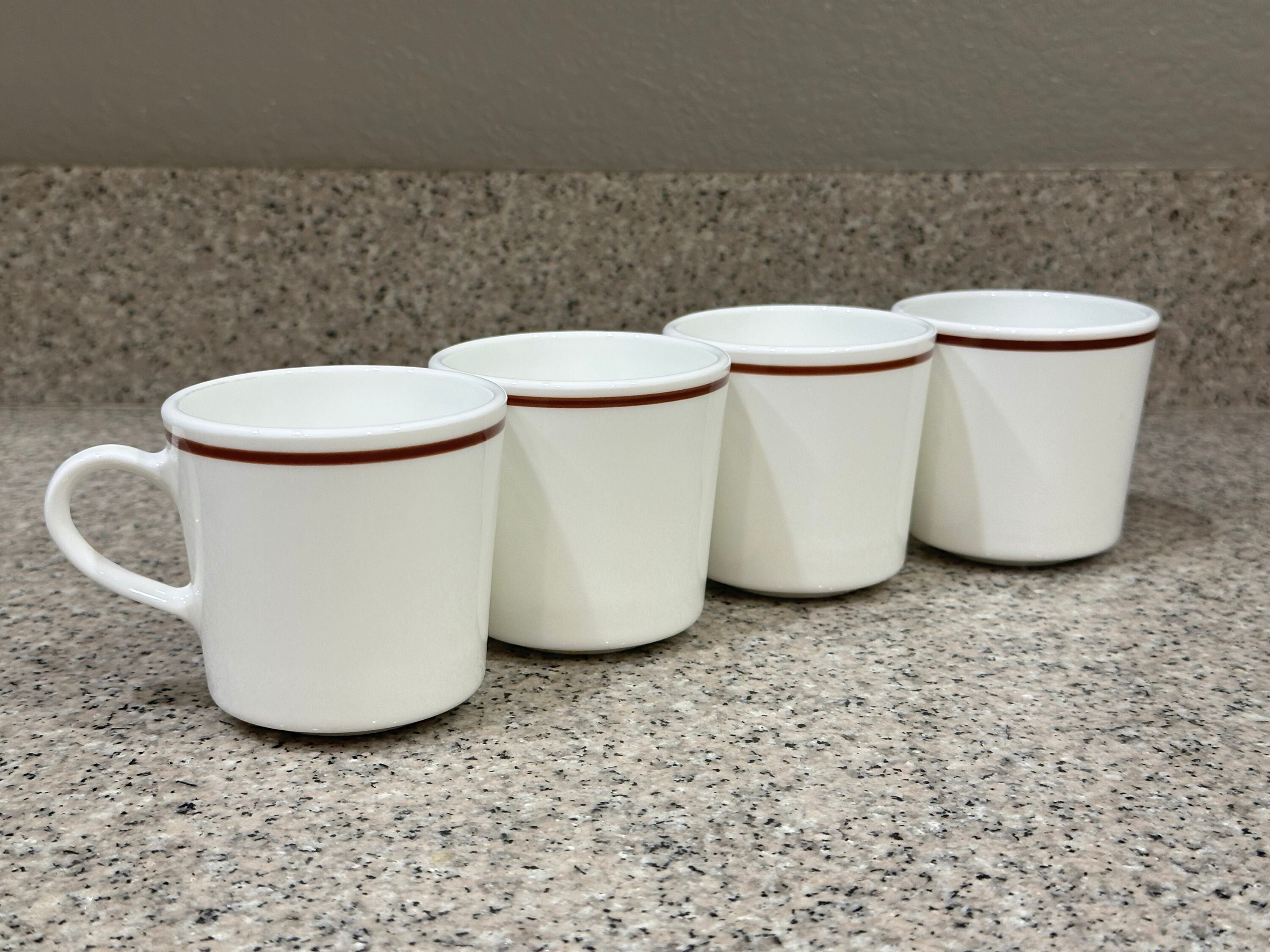 Corning White and Red Striped Restaurant Ware Diner Mugs 6 Oz Set of 4 ...