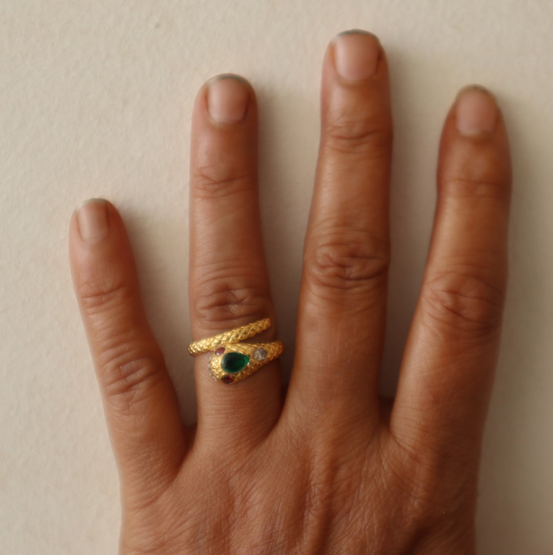 Antique Style Queen Victoria Ring for Women 18k Gold Vermeil Snake ...