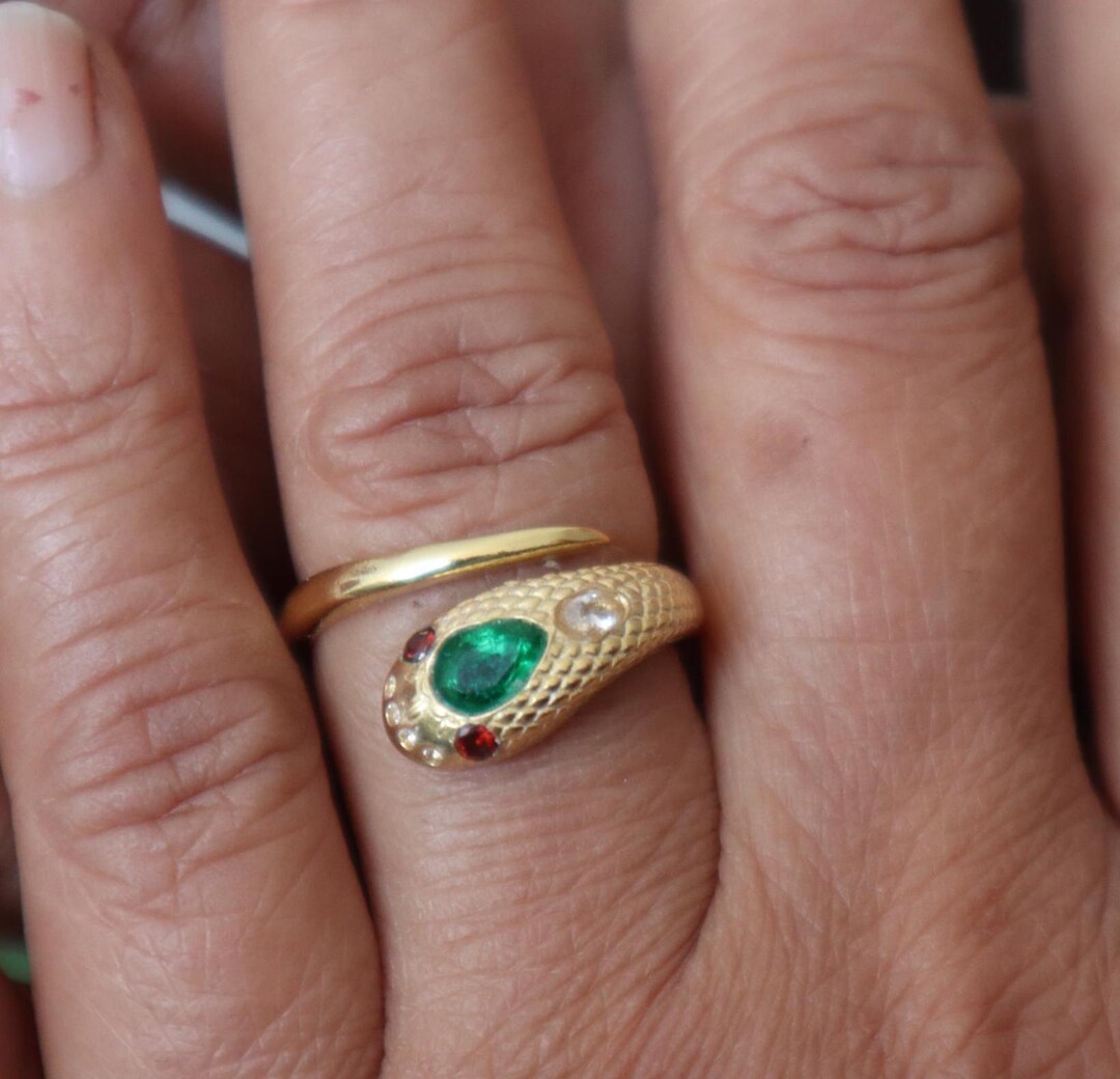 Antique Style Queen Victoria Ring 18k Yellow Gold Vermeil Emerald Ruby ...