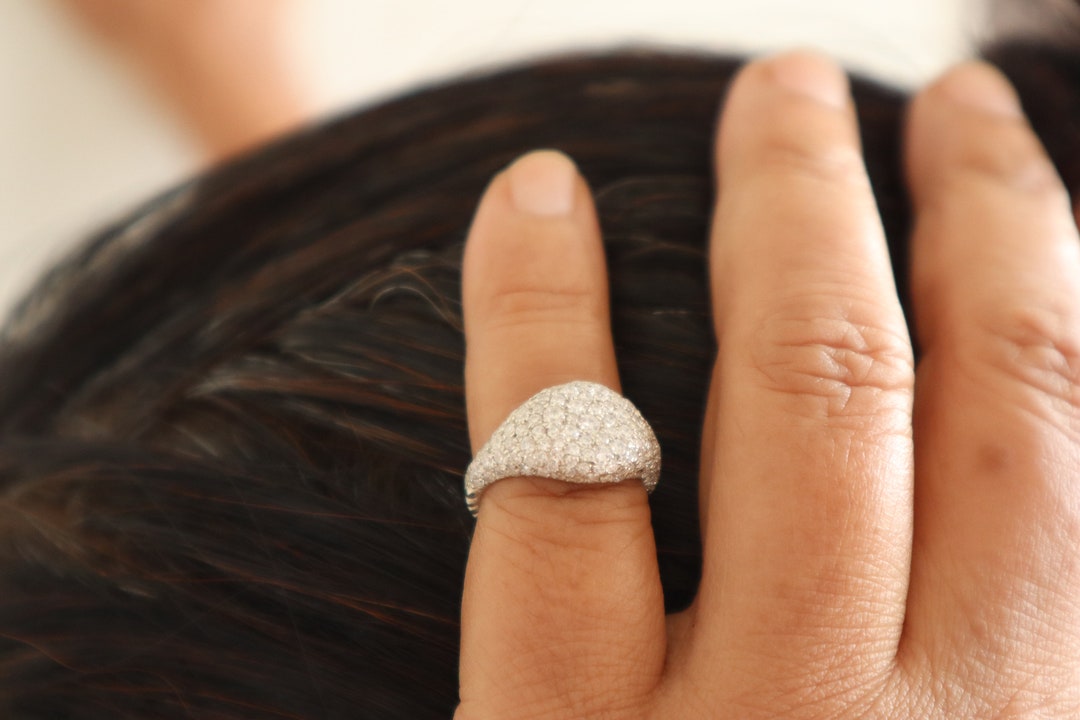 Vintage Petty Pavé Pinky Ring With Moissanite 925 Sterling Silver ...