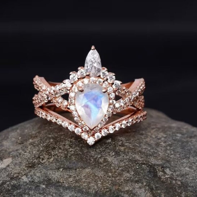 Moonstone Ring Set - Etsy