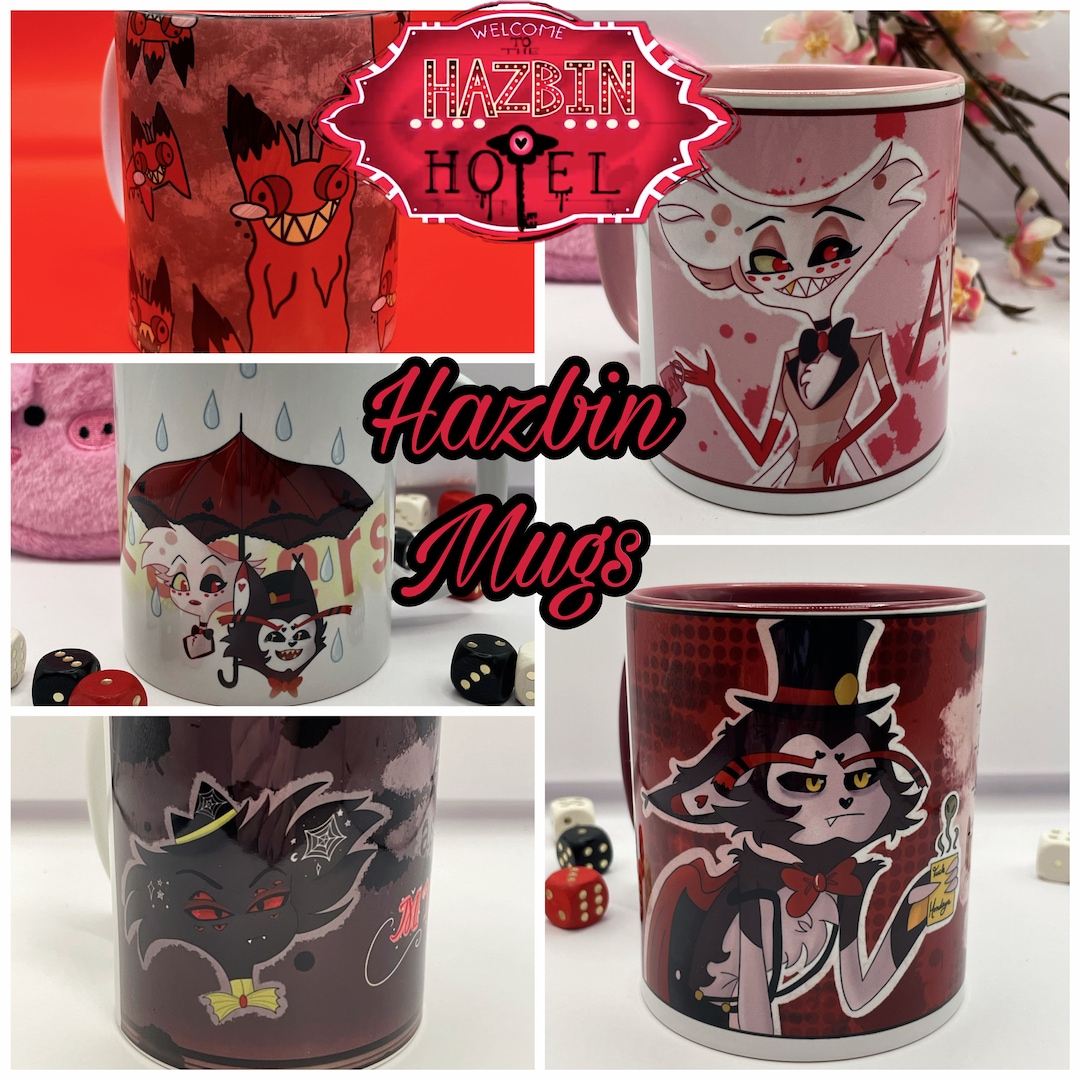 Hazbin Hotel Merch Angel Dust Husk Alastor Arackniss Cursed Cat Mugs ...