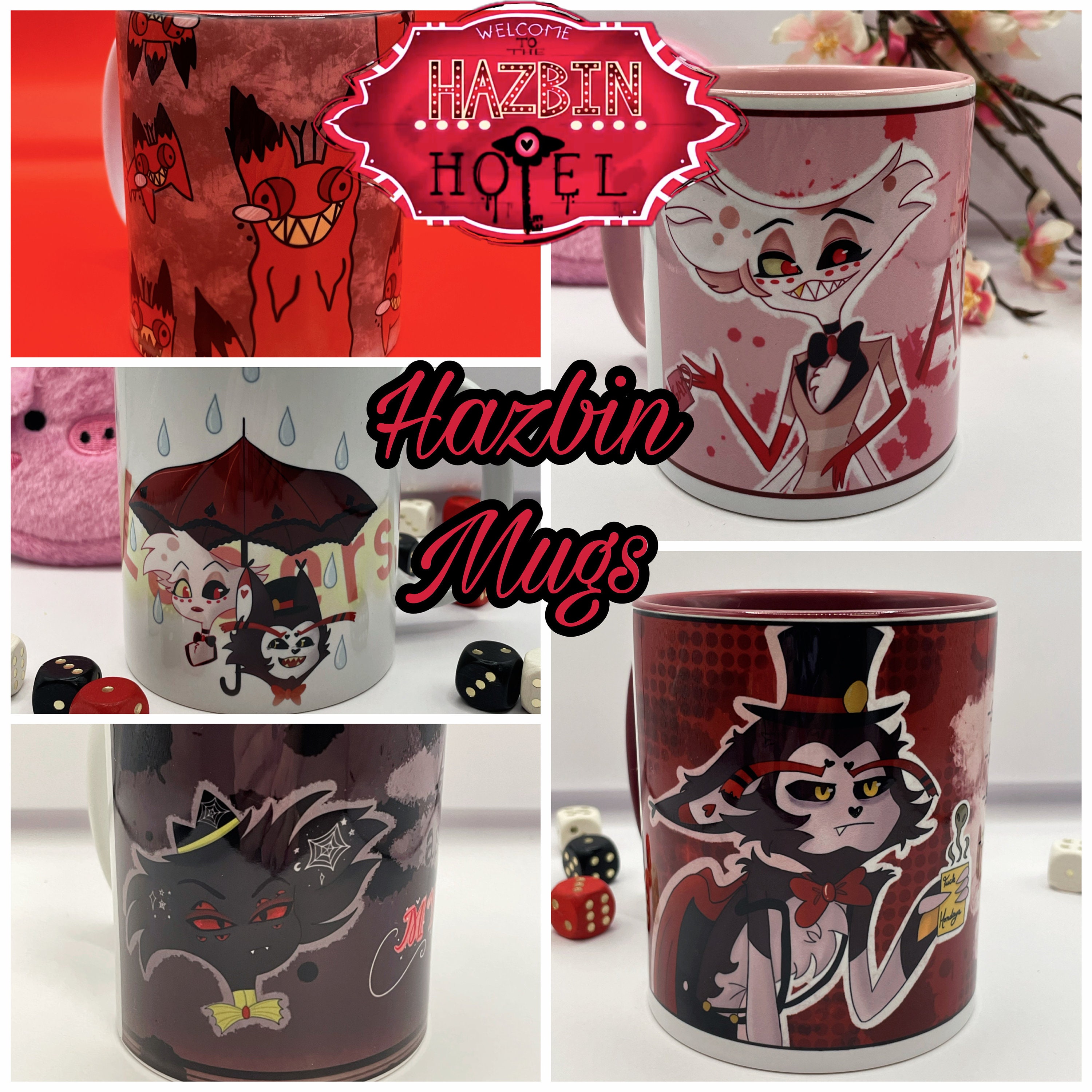 Hazbin Hotel Merch Angel Dust Husk Alastor Arackniss Cursed Cat Mugs ...