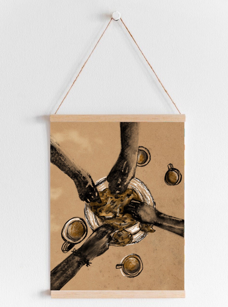 Chapati and Chai Charcoal Drawing African Printable Wall Art Digital ...
