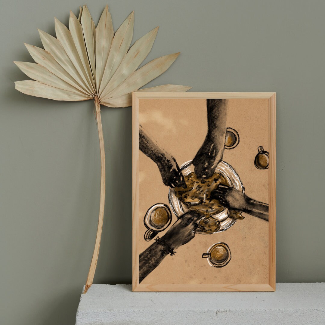 Chapati and Chai Charcoal Drawing African Printable Wall Art Digital ...